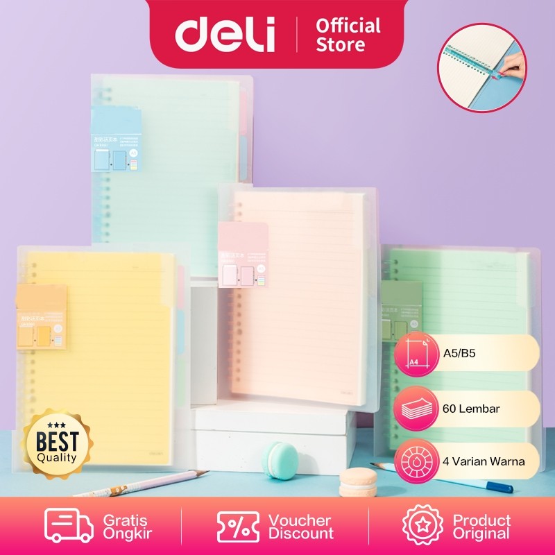 Jual Binder Deli QHA560 Binder A5 60 Halaman Warna Pastel Binder Kampus ...