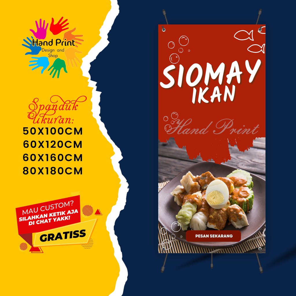 Jual Cetak Spanduk Banner Kedai Siomay Ikan Merah MMT Spanduk Custom ...