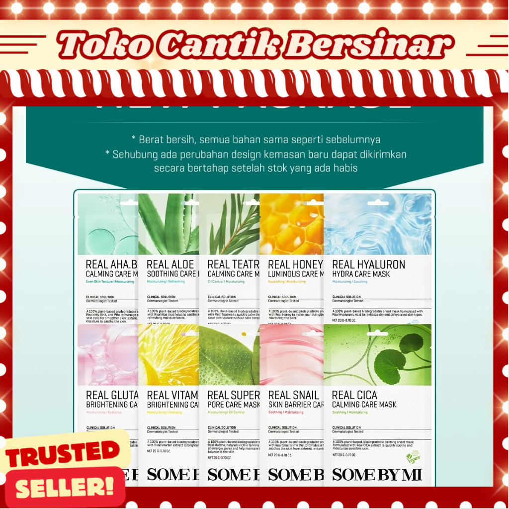 Jual SOME BY MI Real Care Sheet Mask 20g somebymi masker wajah masker ...