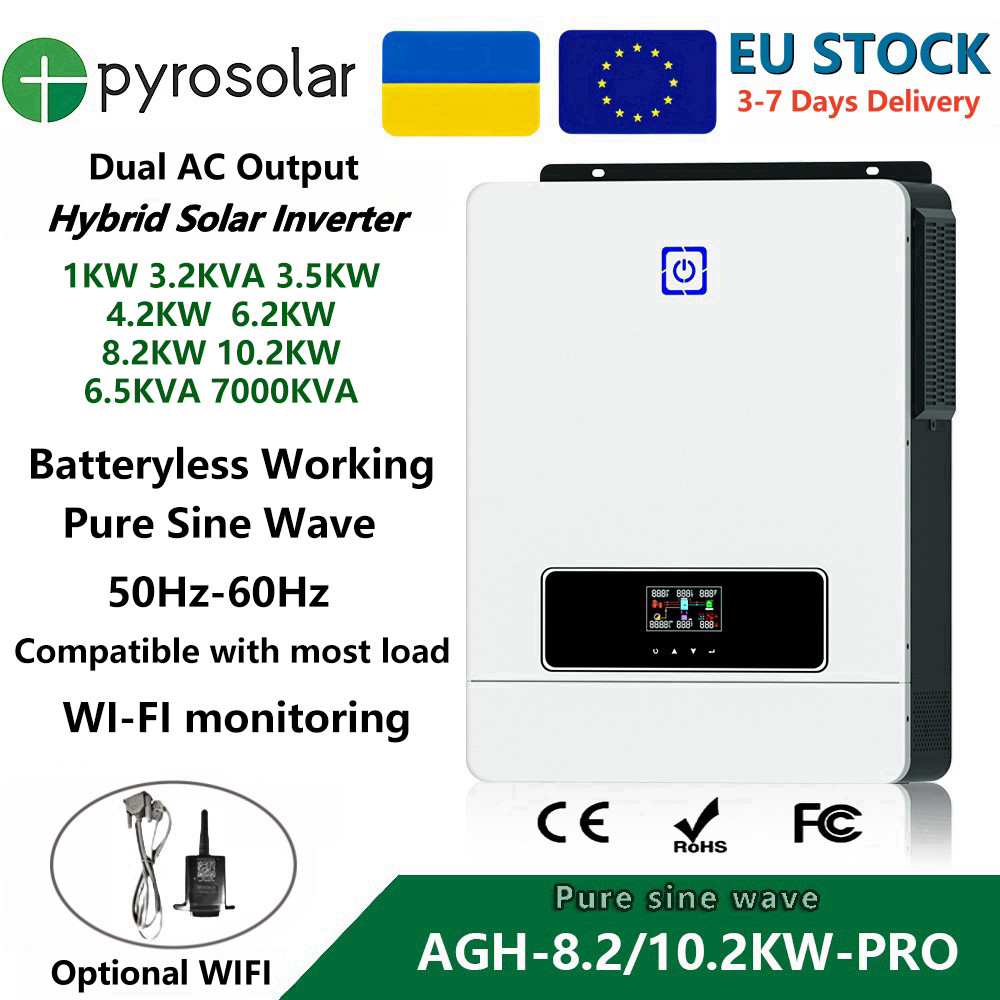 Jual Pyrosolar 1000W 3.2KW 4.2KW 6.2KW 8.2KW 10.2KW Solar Hybrid Inverter 24vDC 48vDC AC 220V ...