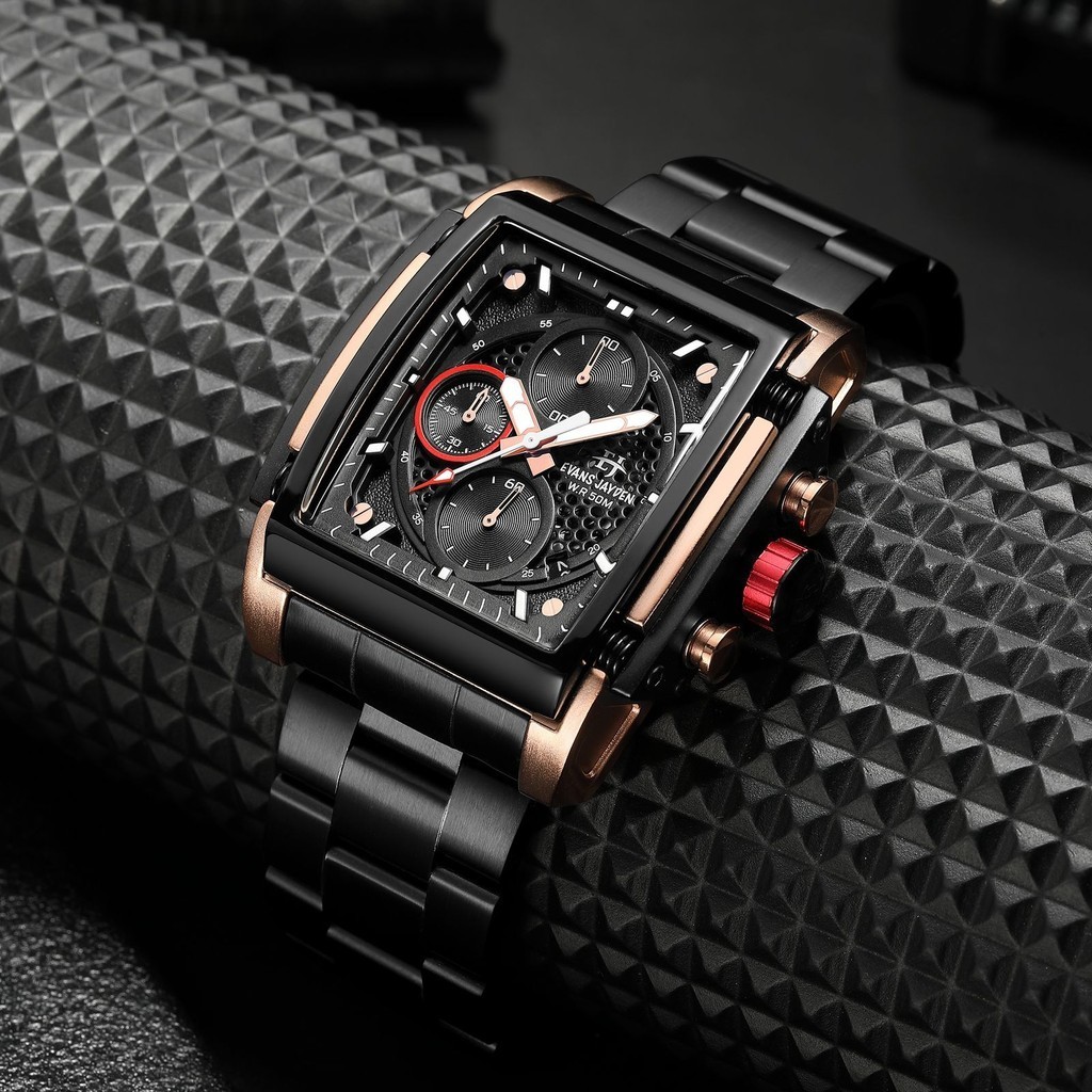 Jual Evans Jayden Jam Tangan Pria 9619 Rantai Stainless Steel Chrono ...