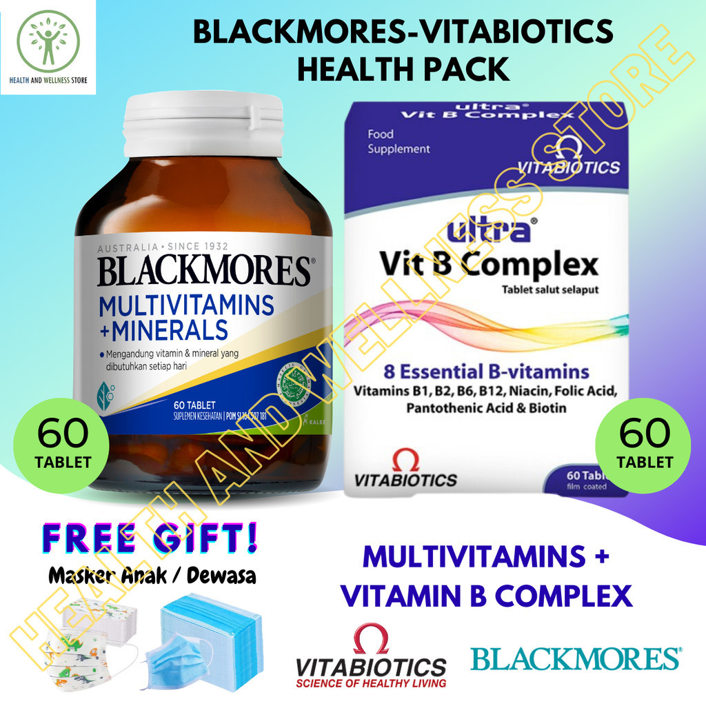 Jual PAKET BLACKMORES MULTIVITAMINS MINERALS 60 TABLET DAN VITABIOTICS ULTRA VIT B COMPLEX 60 ...