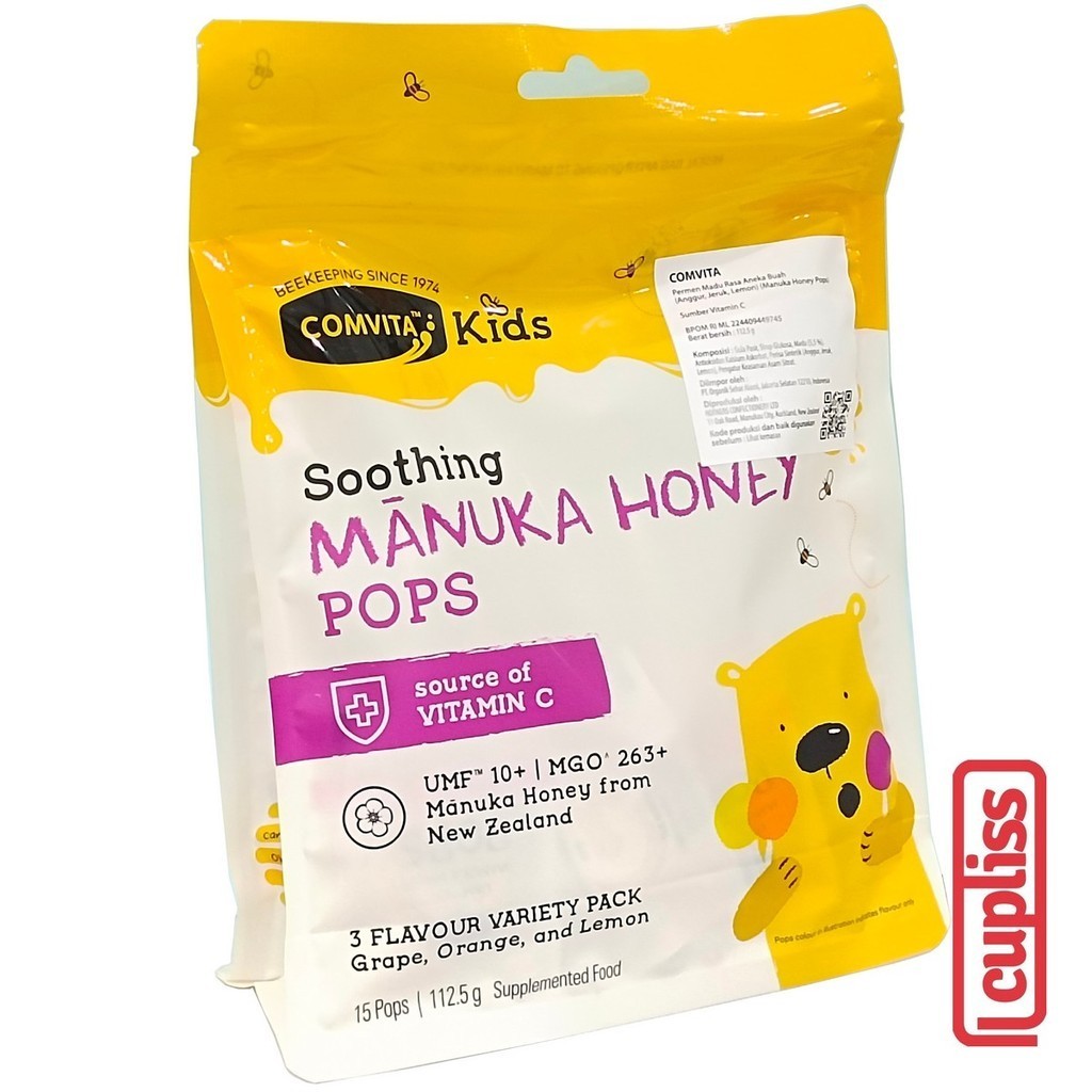 Jual Comvita Kids 15Pops Soothing Pops Manuka Honey 3 Flavor Suplemen ...