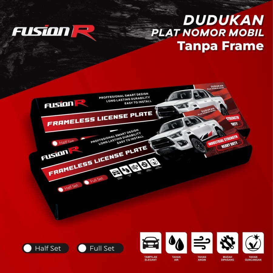 Jual Fusion R Frameless Plat Mobil Clean Look Tatakan Dudukan Frame ...