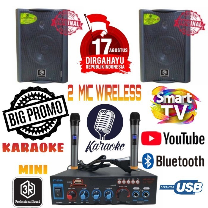 Jual Karaoke Set Mini 3R 4 Inch , 2 Mic Wireless Amplifier Karaoke ...
