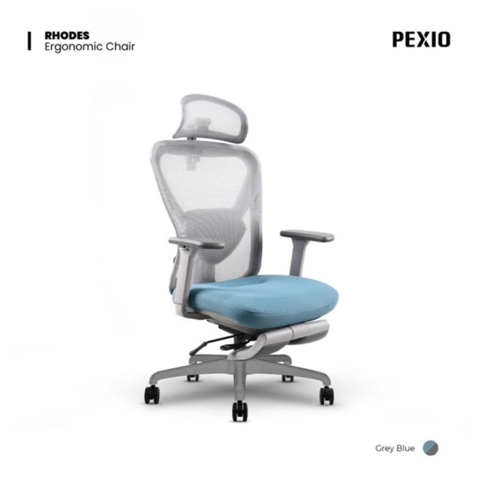 Jual Kursi Kantor Pexio Rhodes Ergonomis Office Chair - Grey Blue ...