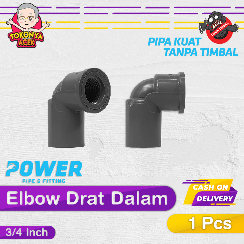 Jual KDD AW 3/4" FITTING PVC POWER | KNEE / KNIE DRAT DALAM | FAUCET ...