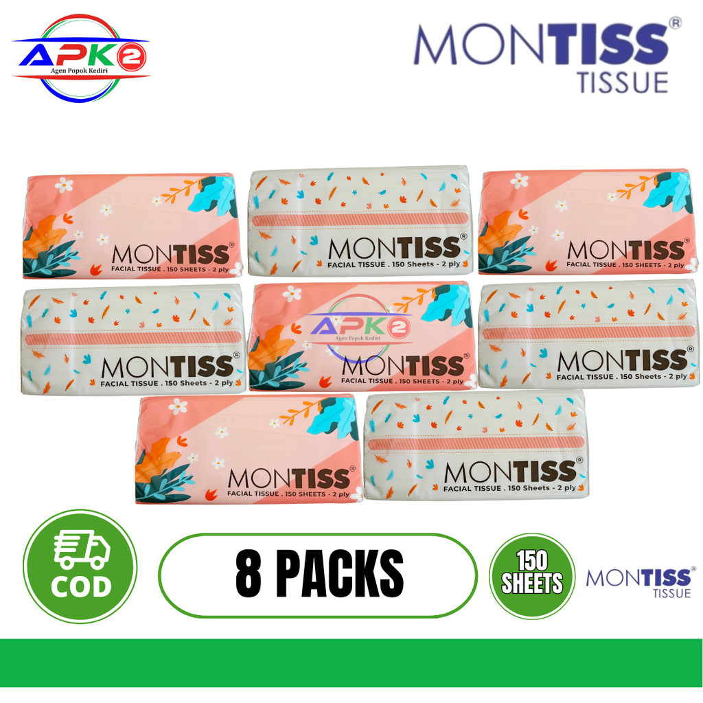 Jual PAKET 8 PACKS Montiss Facial Tissue - Tisu Wajah Montiss 150 ...