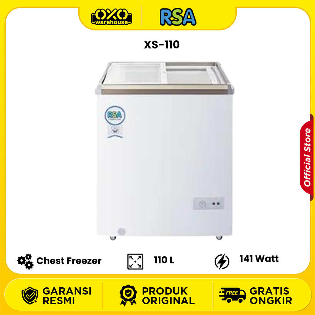 Jual RSA Chest Freezer Box XS-110 Sliding Flat Glass (BY GEA) Kapasitas ...