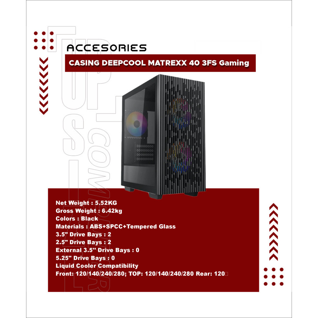 Jual CASING DEEPCOOL MATREXX 40 3FS Gaming Case M-ATX Deep Cool 3 FS ...