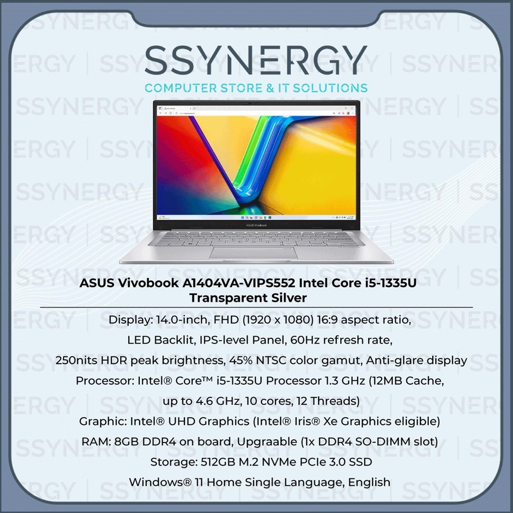 Jual ASUS VIVOBOOK 14 A1404VA VIPS552 CORE i5-1335U 8GB 512GB W11 ...