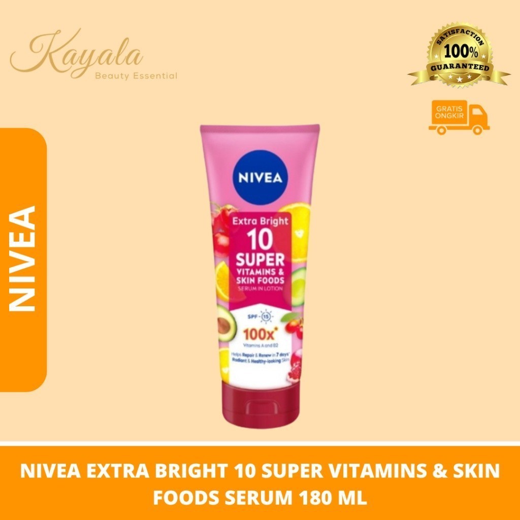 Jual NIVEA EXTRA BRIGHT 10 SUPER VITAMINS & SKIN FOODS SERUM 180 ML ...