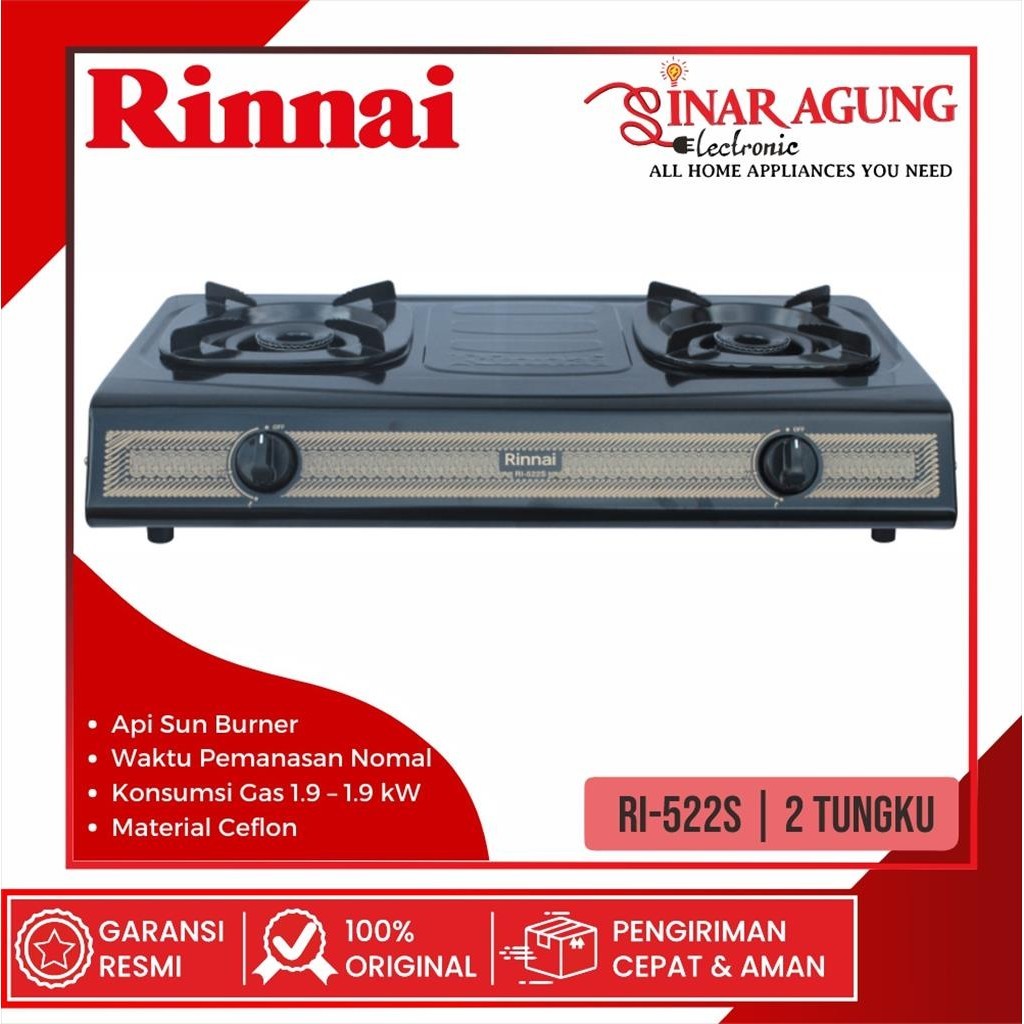 Jual RINNAI RI522S / RI-522S KOMPOR GAS 2 TUNGKU - GARANSI RESMI ...