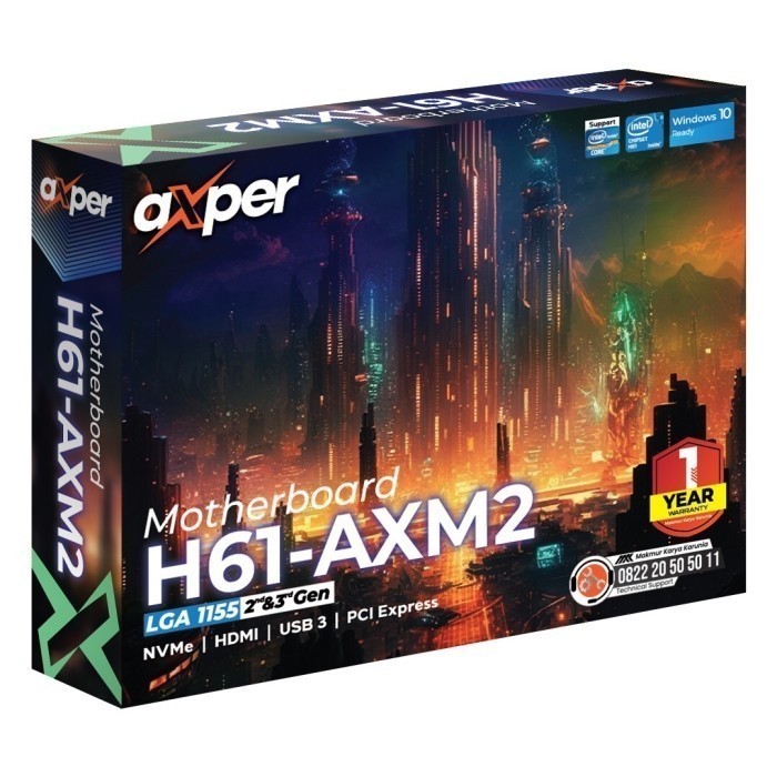 Jual Axper Motherboard LGA 1155 Mainboard DDR3 NVMe HDMI DDR3 H61-AXM2 ...