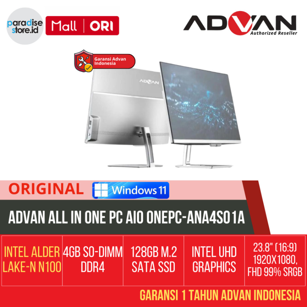 Jual Advan All In One PC AIO OnePC 24inch FHD / Intel N100 / RAM 4GB / 128GB SSD / Win11 Home ...