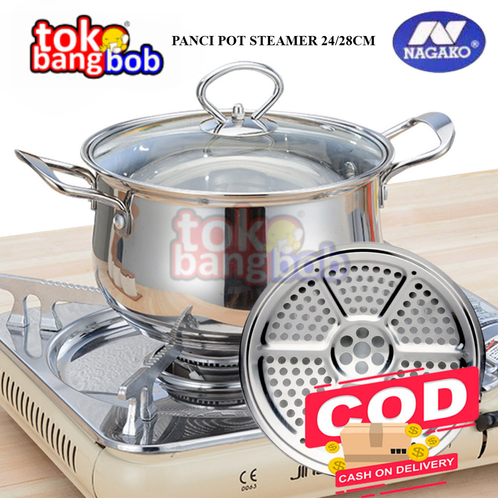 Jual Panci Nagako Euro Steamer Pot Stainless Steel 24cm 28cm / Panci ...