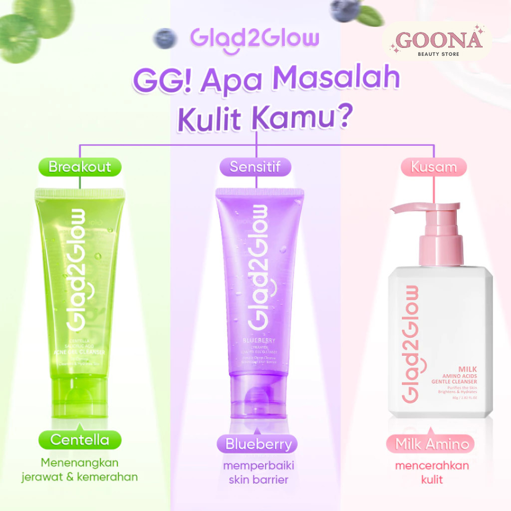 Jual Goona Beauty Glad2Glow Face Wash Glad2Glow Blueberry Ceramide Low ...