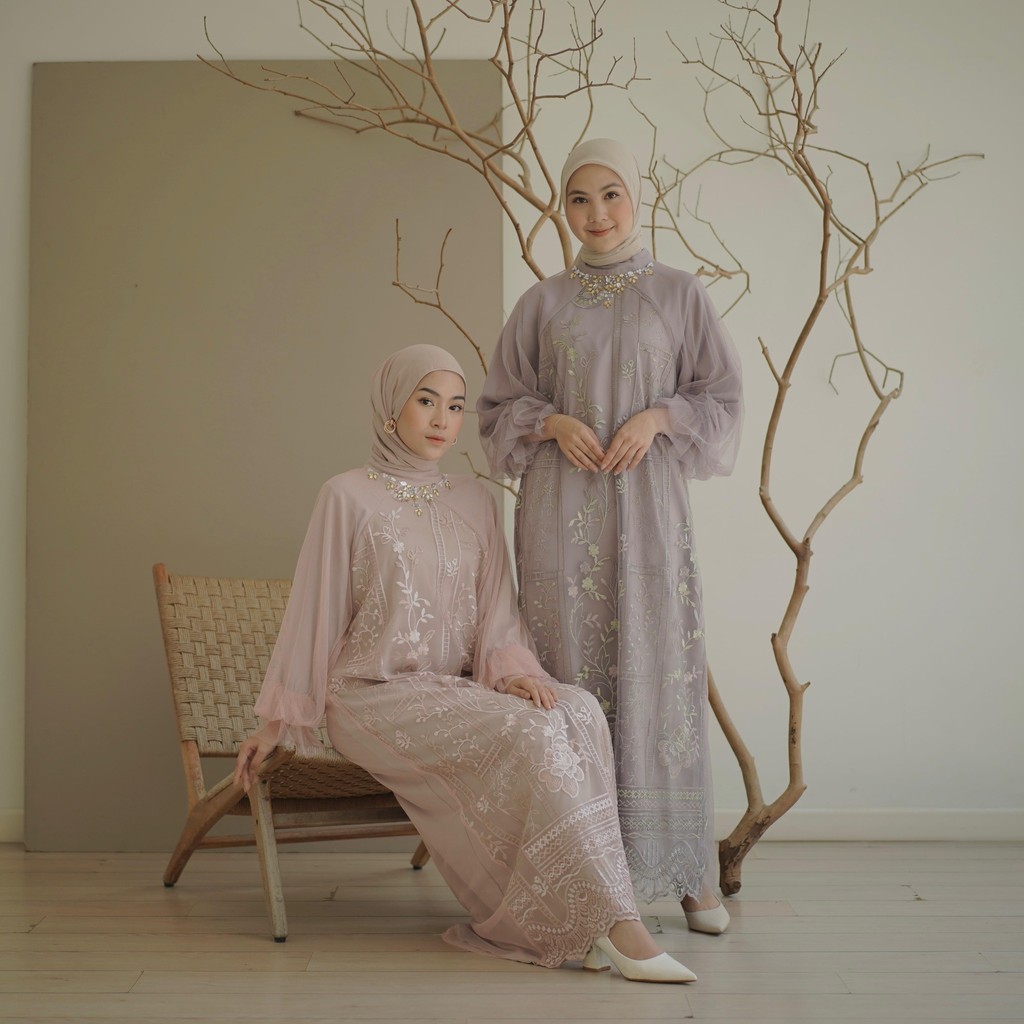 Jual Oclo Kaluna Dress Lace Embroidery Brocade Silk Gamis Gaun Wanita ...