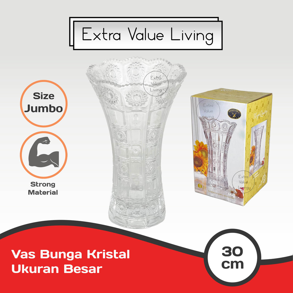 Jual Vas Kristal Estetik Vas Bunga Kaca 30 CM Bohemia Vas Bunga Kristal ...