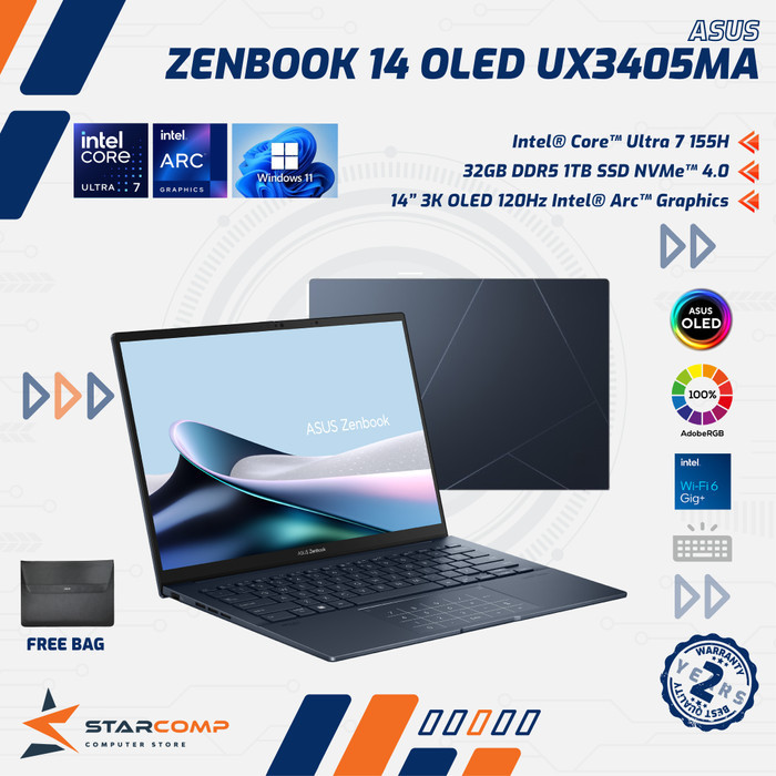 Jual Asus Zenbook 14 OLED UX3405MA Intel Ultra 7 155H 32GB SSD 1TB 14 ...