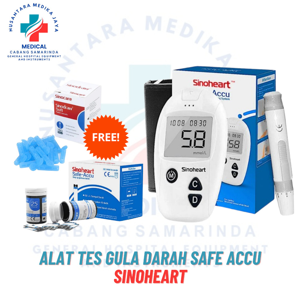 Jual Alat Tes Gula Darah Safe Accu Sinoheart Sinocare (PAKET LENGKAP ...