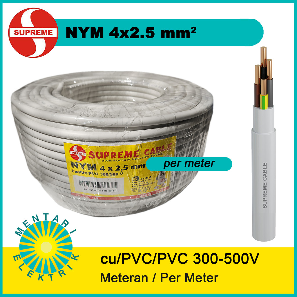 Jual Kabel Listrik Supreme NYM 4X2.5 4X2,5 Meteran Per Meter PUTIH | Shopee Indonesia