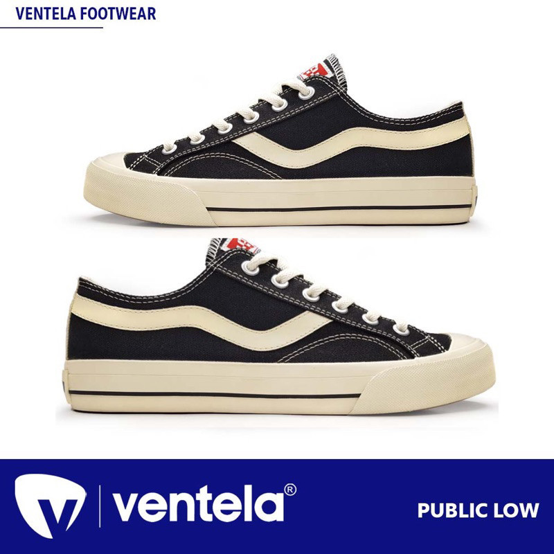 Jual Sepatu Ventela Public Low Black Natural Original | Shopee Indonesia