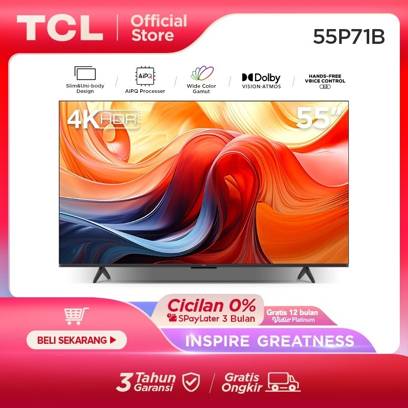 Jual TCL 55P71B - 55 inch Google TV - 4K UHD - HDR 10+ - Dolby Atmos ...