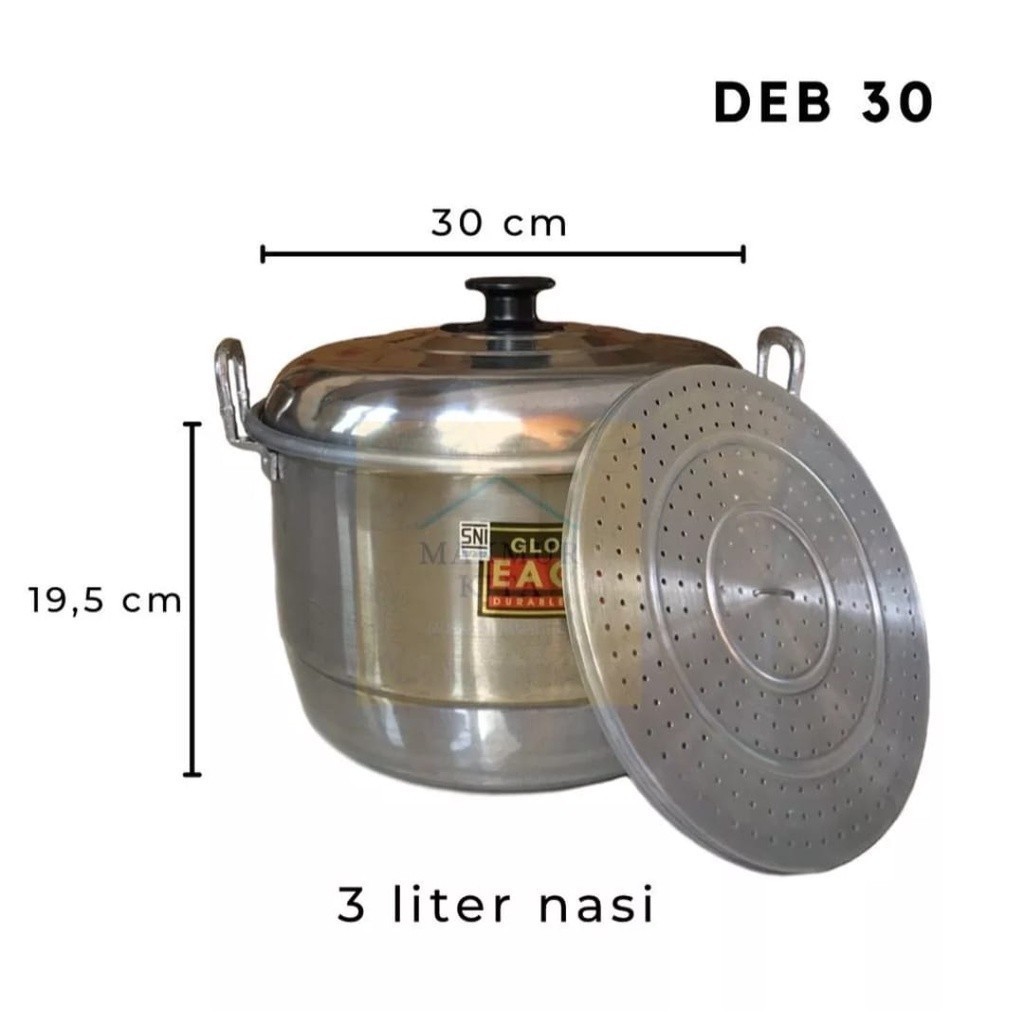 Jual Panci Dandang Kukus 18 20 22 24 26 28 30 33 36cm Aluminium Global ...