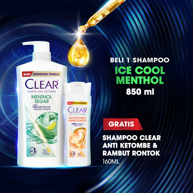Jual Beli 1 Clear Ice Cool Menthol 850ml GRATIS Clear Shampoo Anti ...