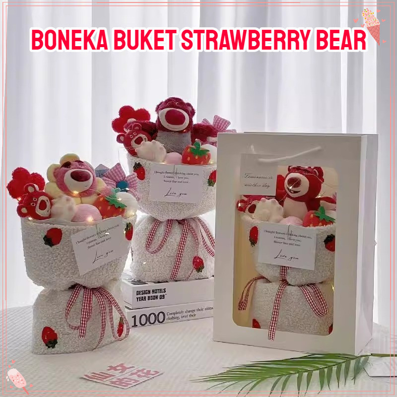 Jual Boneka Buket Strawberry Bear Boneka Sanrio Lucu Mewah Hadiah Ulang ...