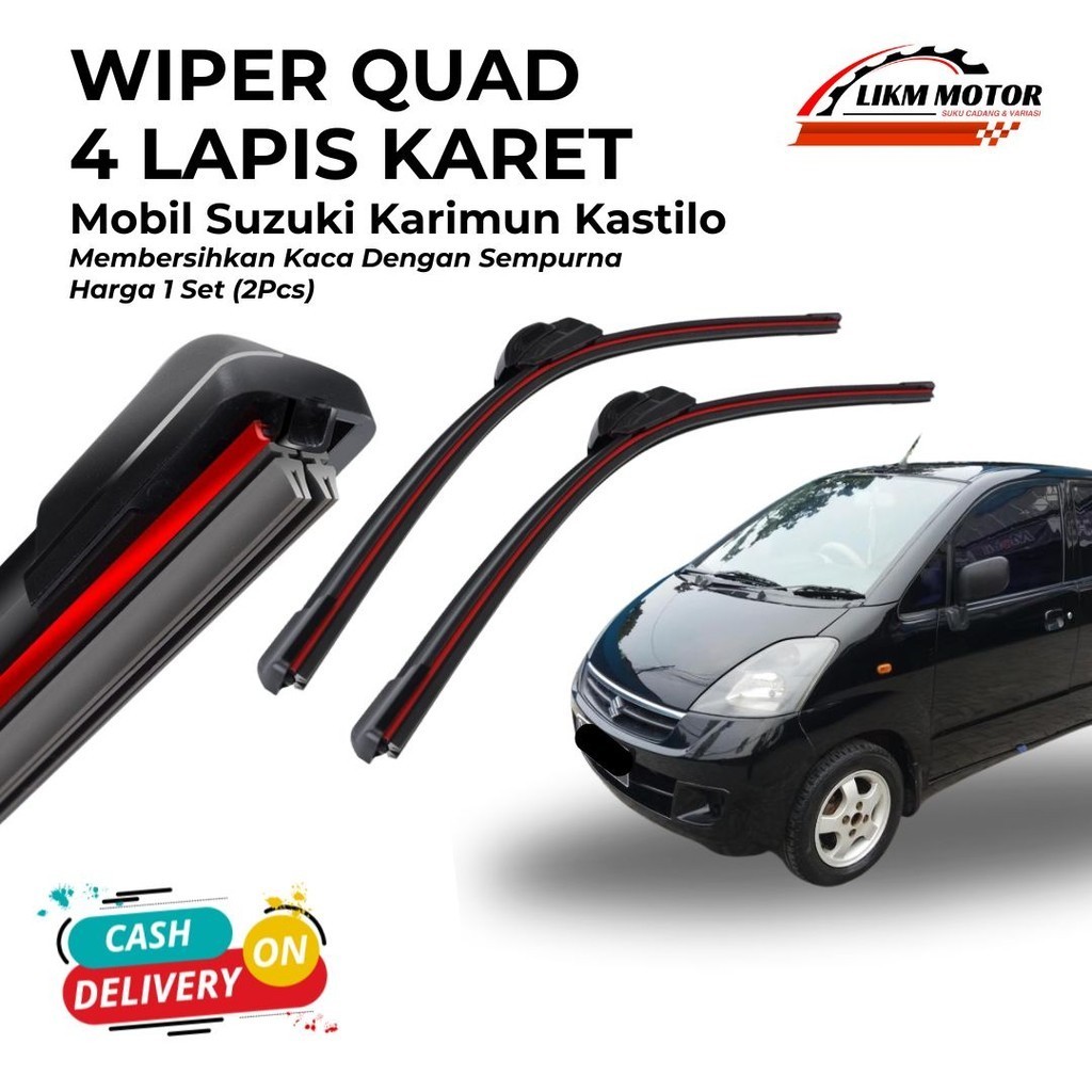 Jual Wiper Quad Suzuki Karimun Estilo 4 Lapis Karet Blade 1 Set Kiri dan Kanan Sepasang ...