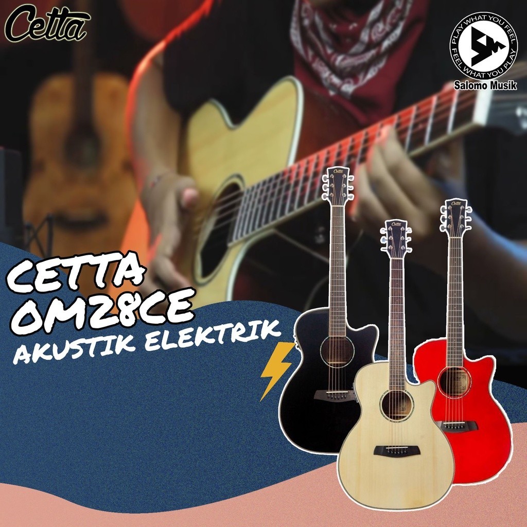 Jual Gitar Akustik Elektrik Cetta OM28CE Varian Warna | Shopee Indonesia