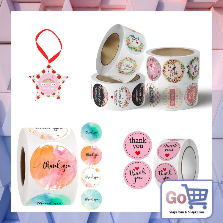 Jual Go - 1194 1 Roll Sticker Thank You Isi 500 Pcs / Label Thankyou ...