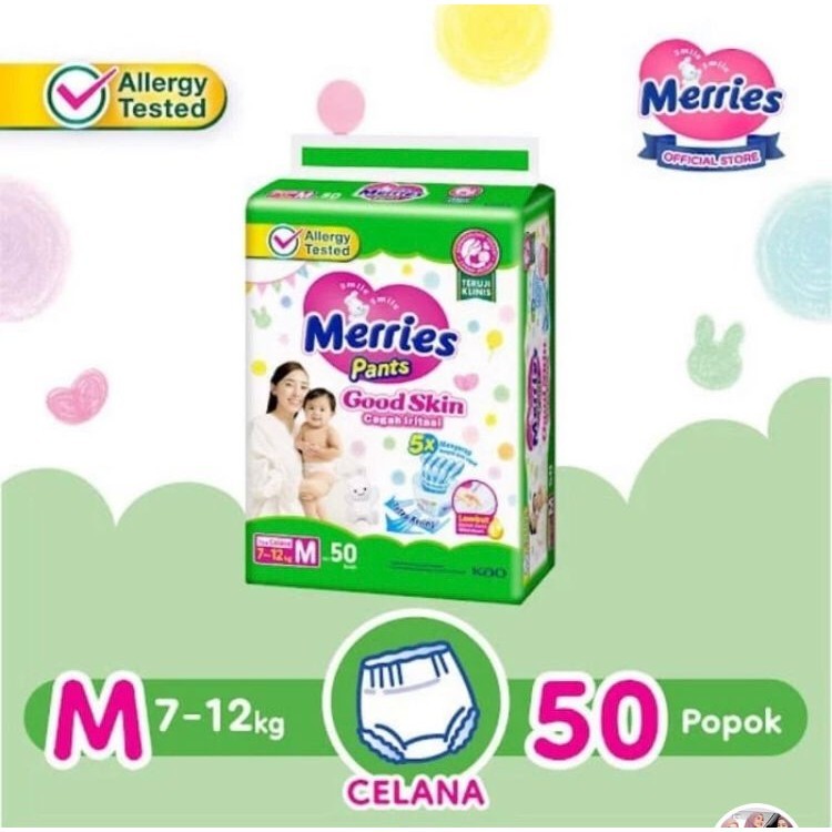 Jual Merries Good Skin Pants M50 Popok Celana Bayi Twinpack Skin ...