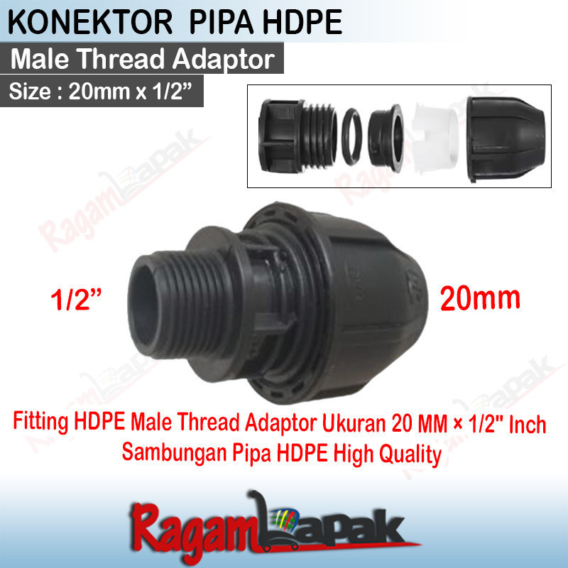 Jual Fitting HDPE Male Thread Adaptor Ukuran 20 MM × 1/2" Inch | Shopee ...