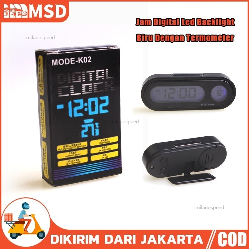 Jual Termometer Jam Mobil / Jam Digital Led Backlight Biru Dengan ...