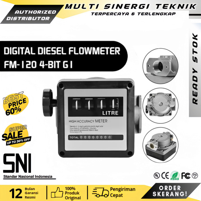 Jual Flowmeter Analog/Manual 4 Digit Alat Ukur BBM Solar Air Out In Put ...