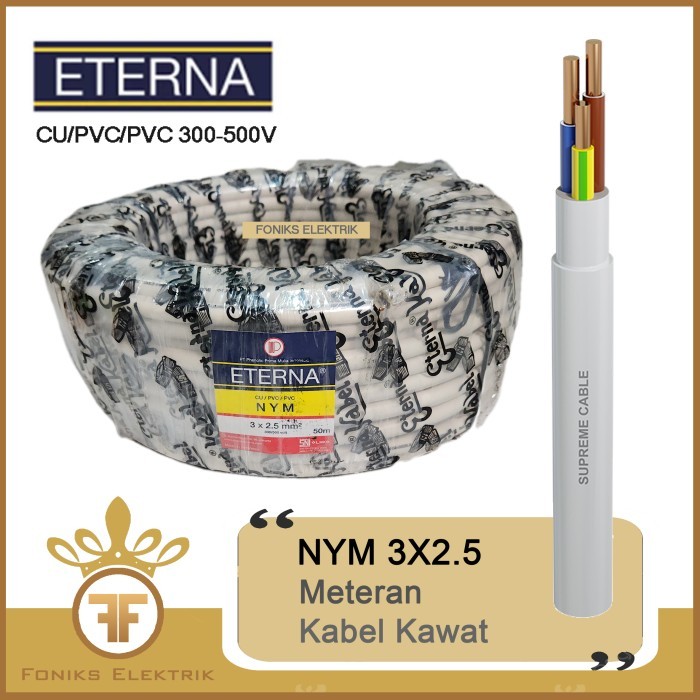 Jual KABEL LISTRIK ETERNA NYM 3X2.5 / 3X2,5 METERAN PER METER | Shopee Indonesia