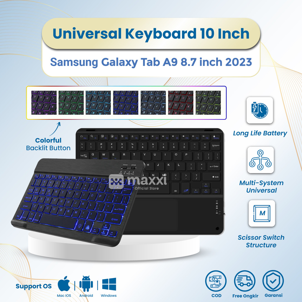 Jual Keyboard Touchpad Backlit Samsung Galaxy Tab A9 8.7" 2023 WiFi 5G ...