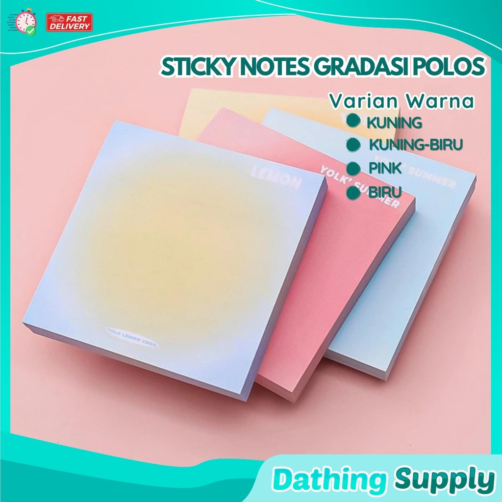 Jual Sticky Notes Gradasi Polos 50 Lembar Memo Tempel Gradasi Warna ...