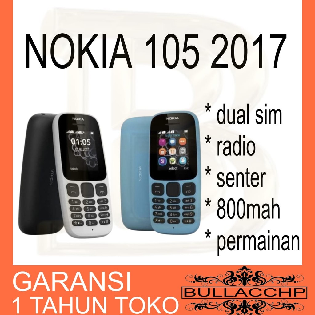 Jual HP NOKIA 105 2017 BARU [GARANSI 1 TAHUN] - HP Jadul Dual SIM, Baterai Awet, Radio, Senter ...