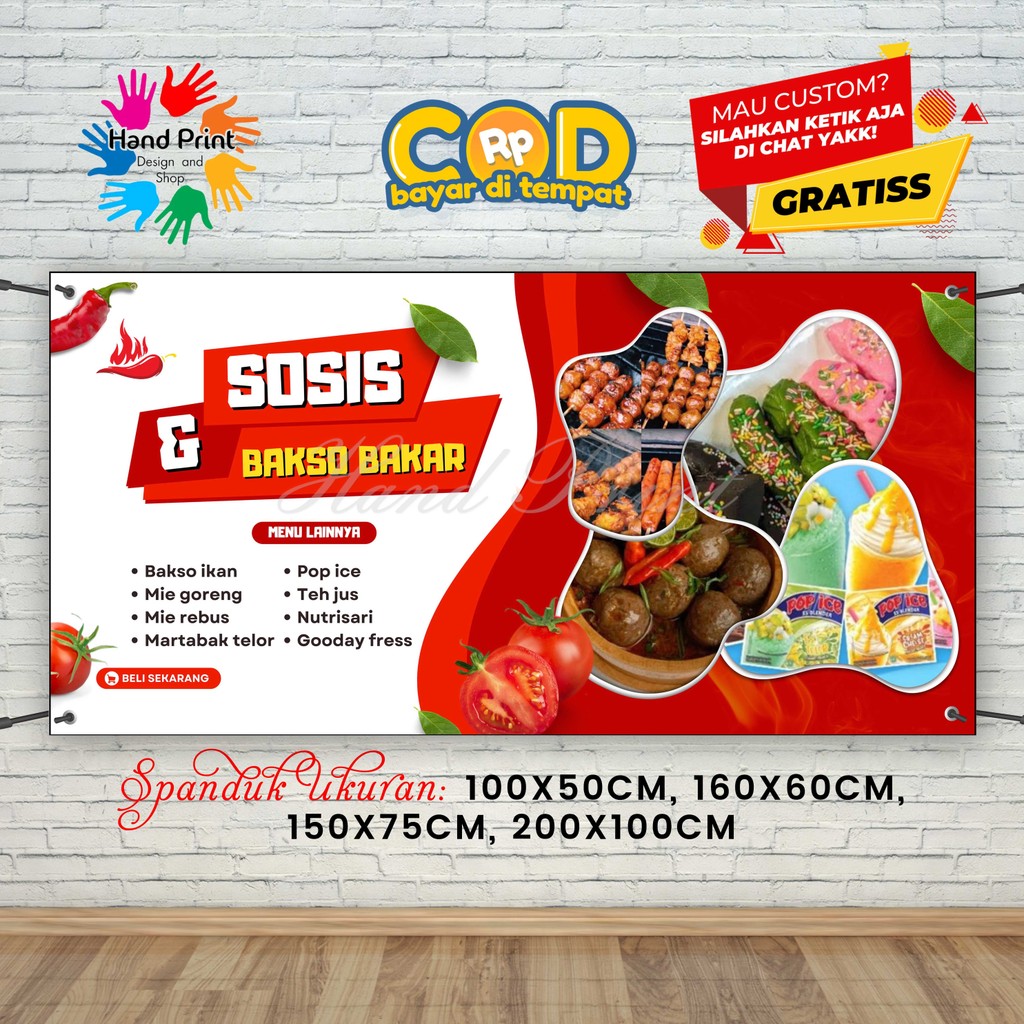 Jual Cetak Spanduk Banner Sosis & Bako Bakar Merah Putih MMT Spanduk ...