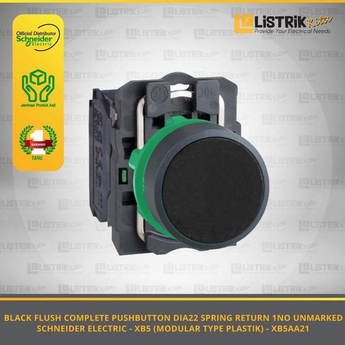 Jual SCHNEIDER BLACK FLUSH COMPLETE PUSHBUTTON DIA22 SPRING RETURN 1NO UNMARKED - XB5AA21 ...