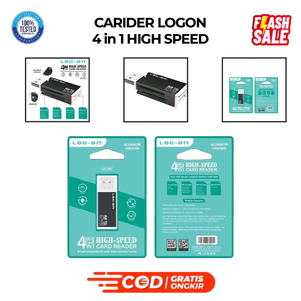 Jual CARIDER LOGON 4 in 1 HIGH SPEED - CARD READER LOGON LO-CR06 | Shopee Indonesia