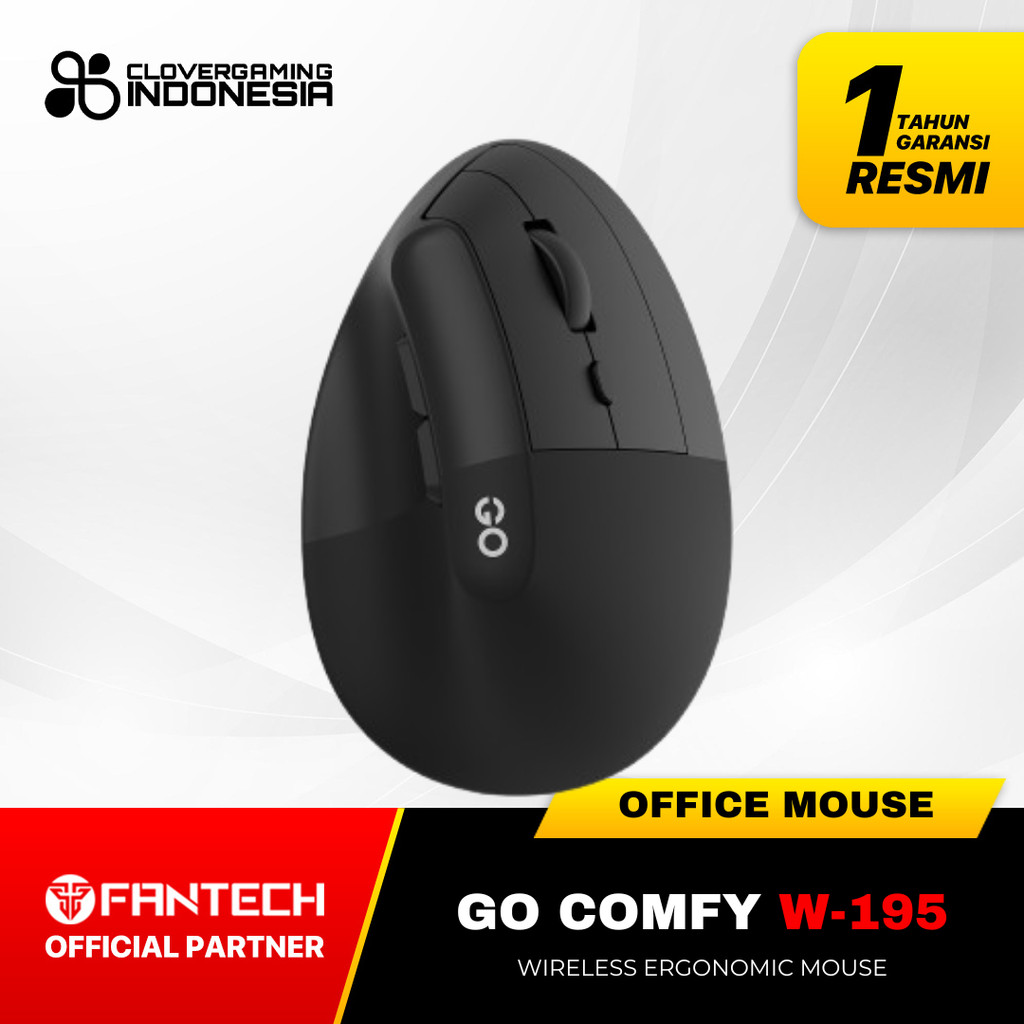 Jual Fantech W195 W-195 GO Comfy Wireless Ergonomic Office Mouse Vertical Silent Click Dual Mode ...