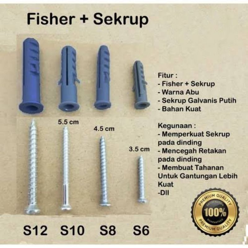 Jual Fischer Dan Skrup Ukuran S6, S8/ Angkur Baut Set Baut Sekrup Dinding Hattaki Ukuran S6 dan ...