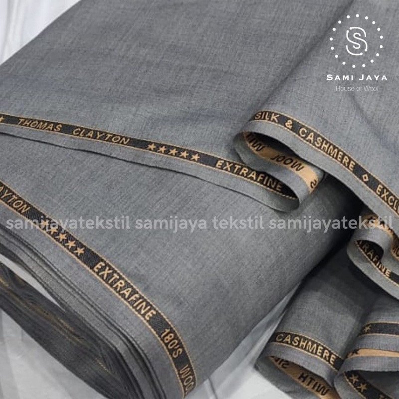 Jual Kain Thomas Clayton Semiwool Abu Muda Tuton Bahan Jas & Celana Weddding | Shopee Indonesia