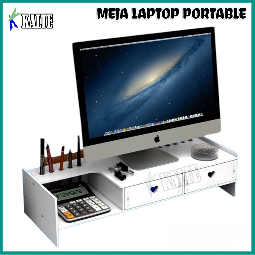Jual Meja Laptop Portable Rak Minimalis Kayu Dekstop Penyimpanan Desk01 ...