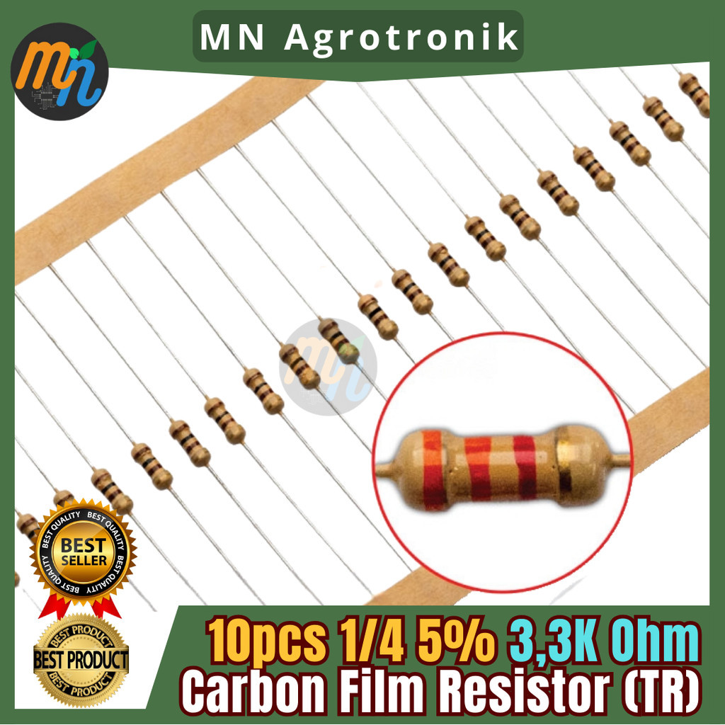 Jual 10pcs Resistor 3.3K Ohm 1/4W 5% Carbon Resistor 3K3 0.25W 0.25 ...